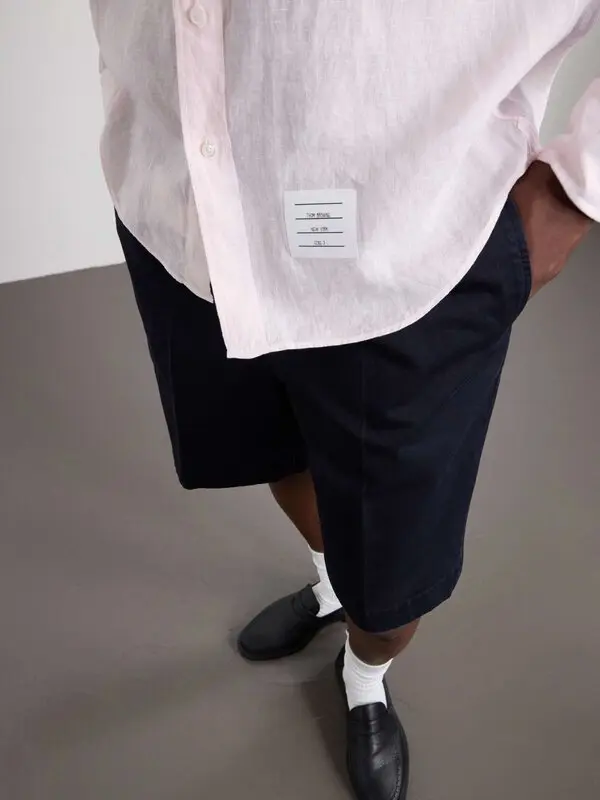 Thom Browne Button-down Collar Garment-dyed Linen Shirt