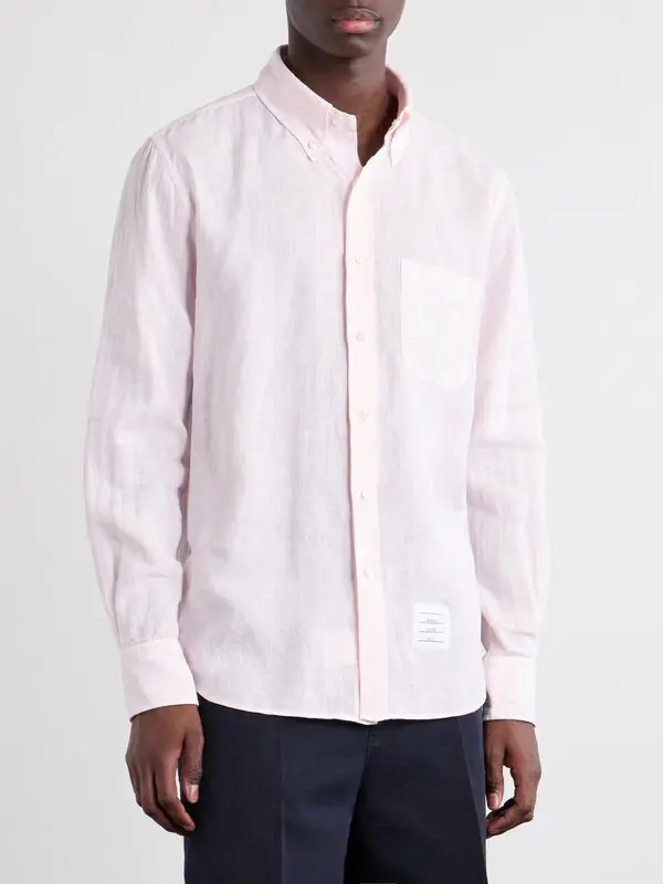 Thom Browne Button-down Collar Garment-dyed Linen Shirt