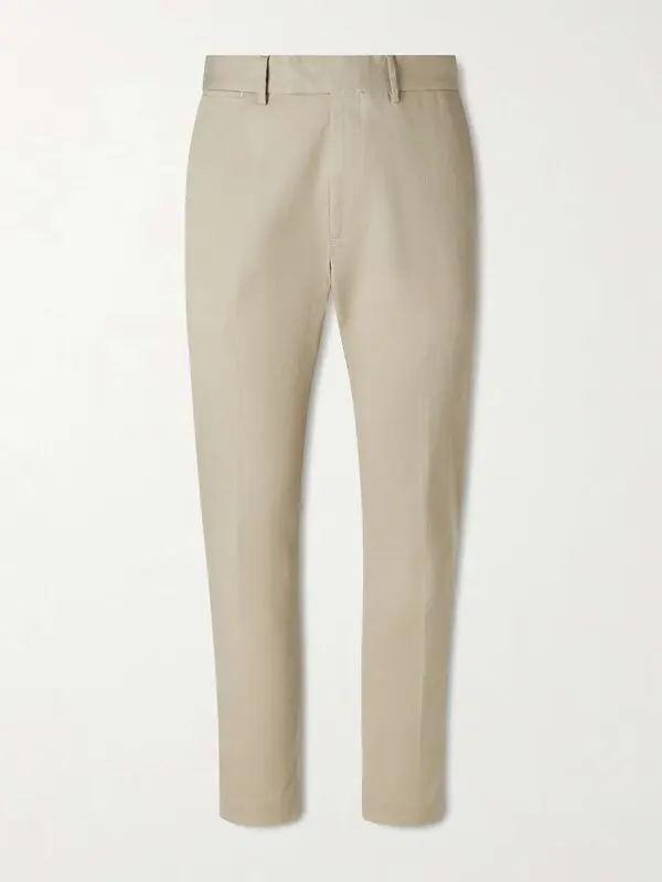 TOM FORD Tapered Cotton-blend Twill Trousers - Beige