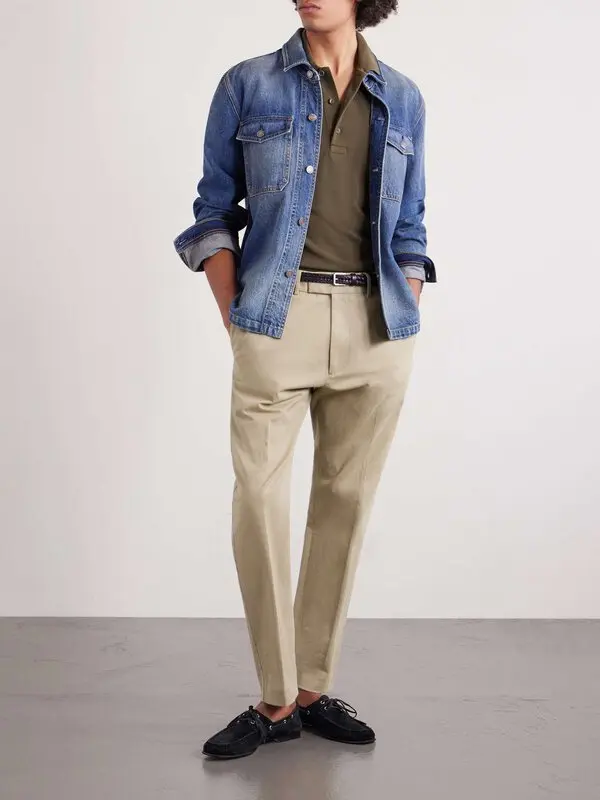 TOM FORD Tapered Cotton-blend Twill Trousers
