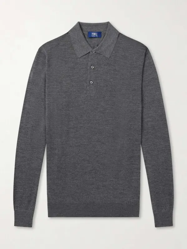 Fedeli Sportman Cashmere And Silk-blend Polo Shirt - Gray