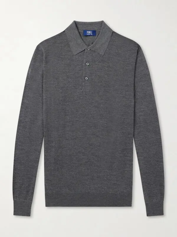 Fedeli Sportman Cashmere And Silk-blend Polo Shirt - Gray