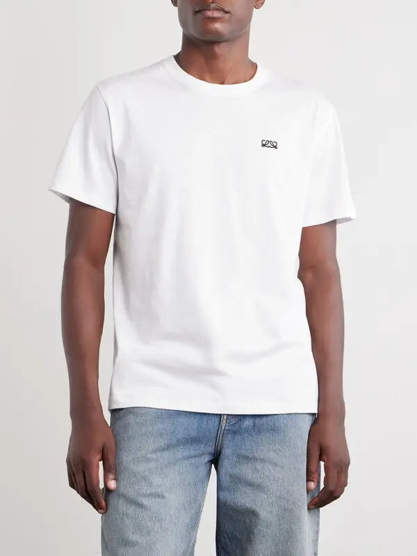 Loewe Anagram-embroidered Cotton-jersey T-shirt - White