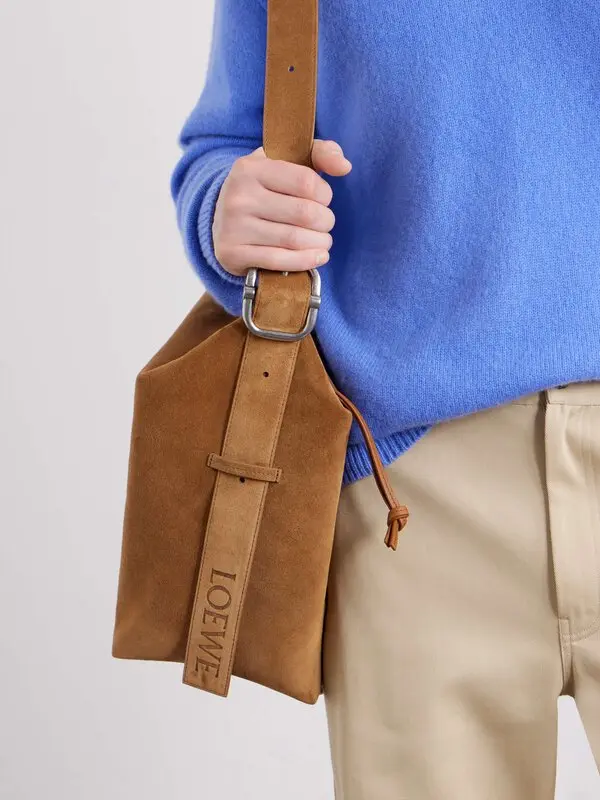 Loewe Loop Logo-debossed Suede Messenger Bag