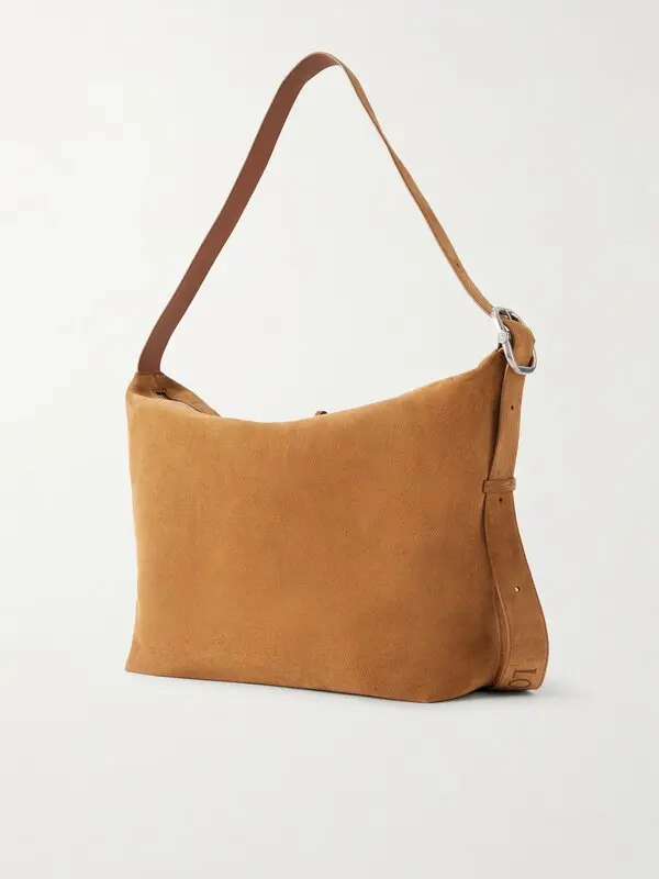 Loewe Loop Logo-debossed Suede Messenger Bag - Brown