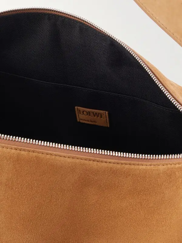 Loewe Loop Logo-debossed Suede Messenger Bag - Brown