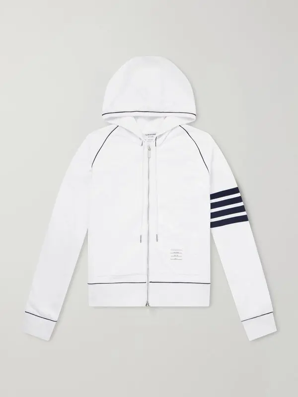 Thom Browne 4-bar Cotton-jersey Zip-up Hoodie