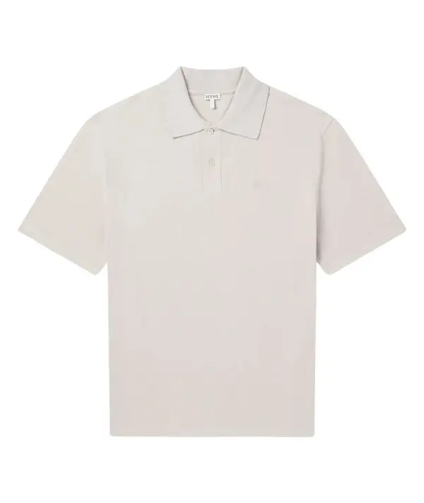 Loewe Anagram-embroidered Cotton-piqué Polo Shirt - Gray