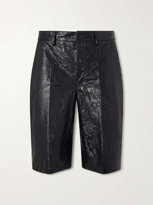 Rick Owens Straight-leg Full-grain Leather Shorts