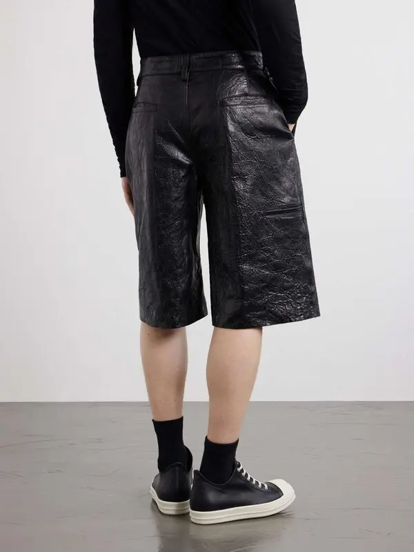 Rick Owens Straight-leg Full-grain Leather Shorts