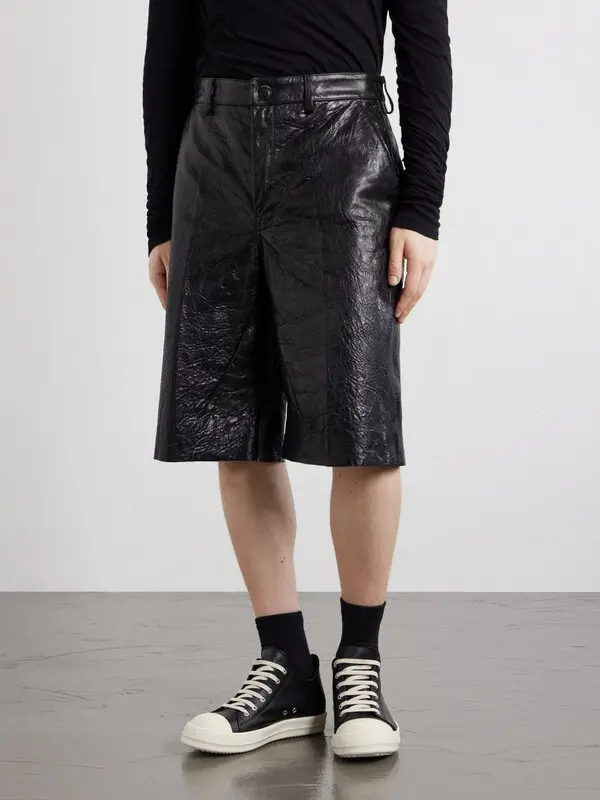 Rick Owens Straight-leg Full-grain Leather Shorts