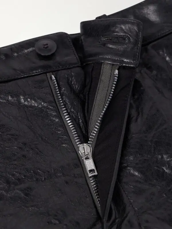 Rick Owens Straight-leg Full-grain Leather Shorts