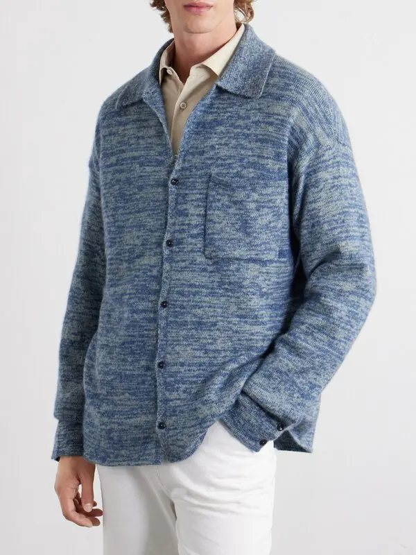 THE ELDER STATESMAN Knitted Cashmere And Silk-blend Cardigan