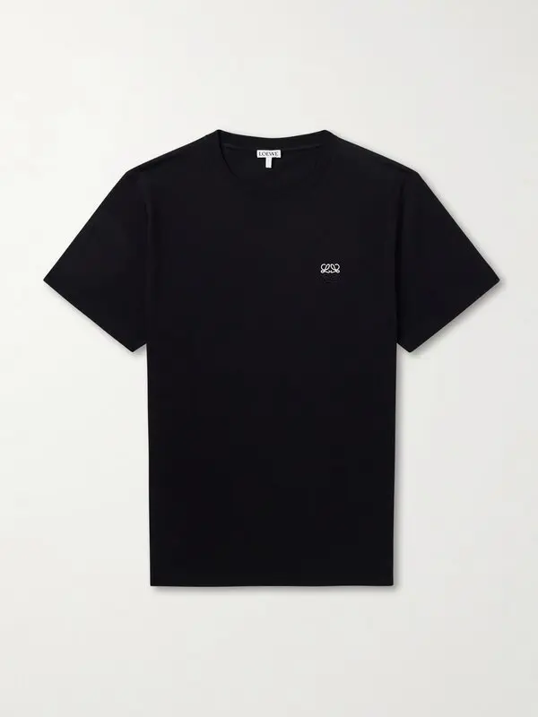 Loewe Anagram-embroidered Cotton-jersey T-shirt - Black