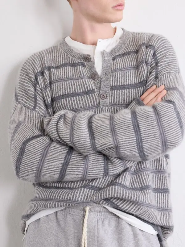 THE ELDER STATESMAN Nimbus Striped Cashmere And Silk Blend Sweater