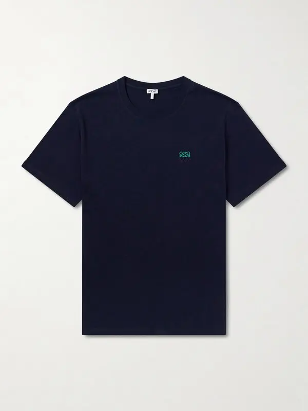 Loewe Anagram-embroidered Cotton-jersey T-shirt - Blue