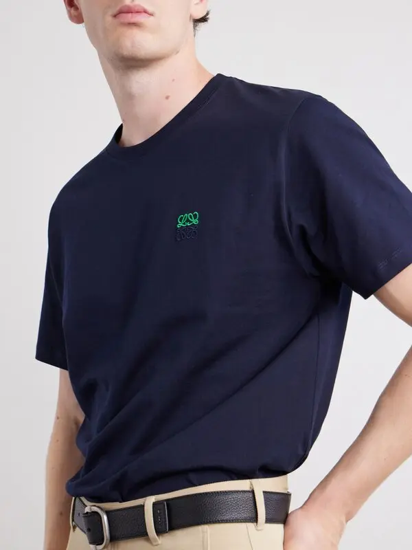 Loewe Anagram-embroidered Cotton-jersey T-shirt - Blue