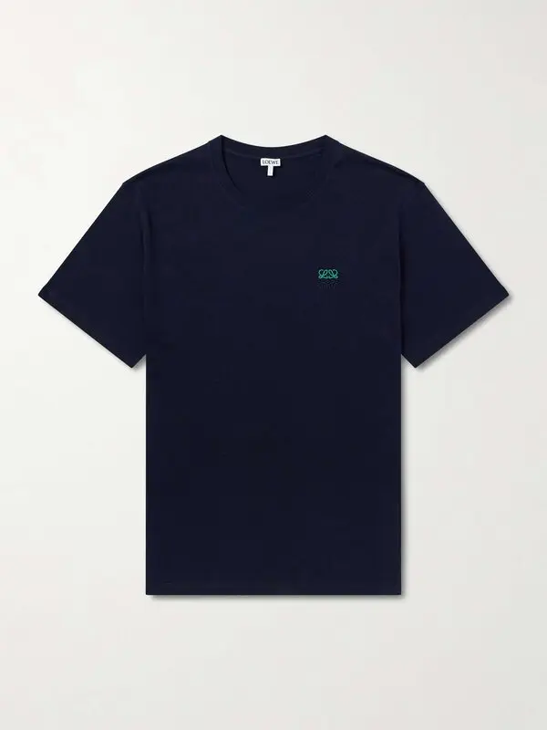 Loewe Anagram-embroidered Cotton-jersey T-shirt - Navy