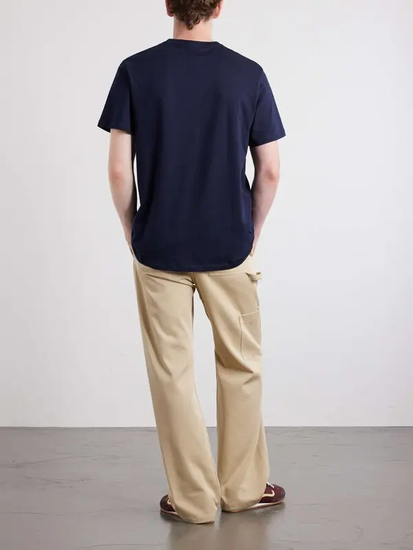 Loewe Anagram-embroidered Cotton-jersey T-shirt - Navy