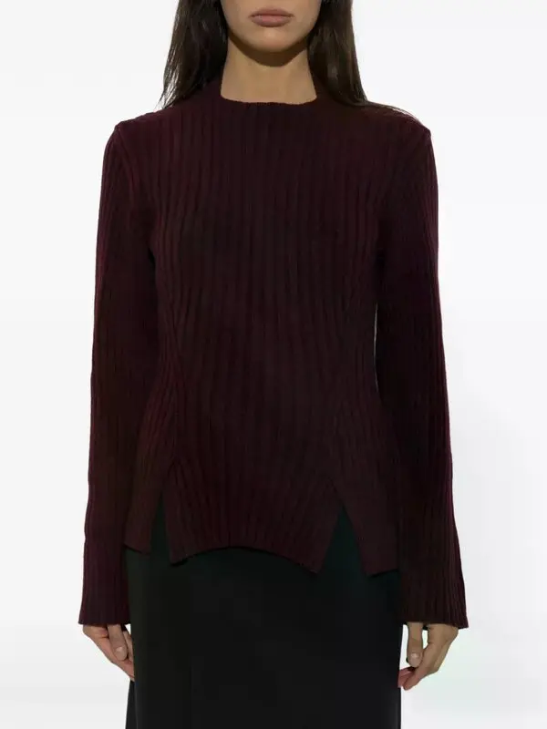 Victoria Beckham Ribbed-knit Sweater With Side Slit Detail - Red