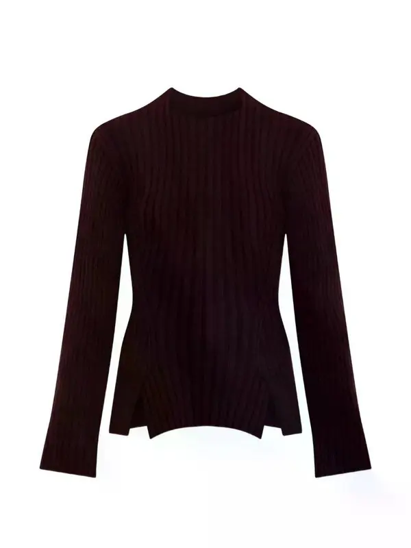 Victoria Beckham Ribbed-knit Sweater With Side Slit Detail - Red