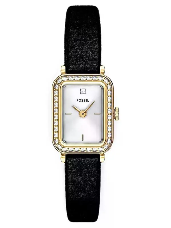 Fossil Raquel Rectangular Watch With Crystal-embellished Bezel
