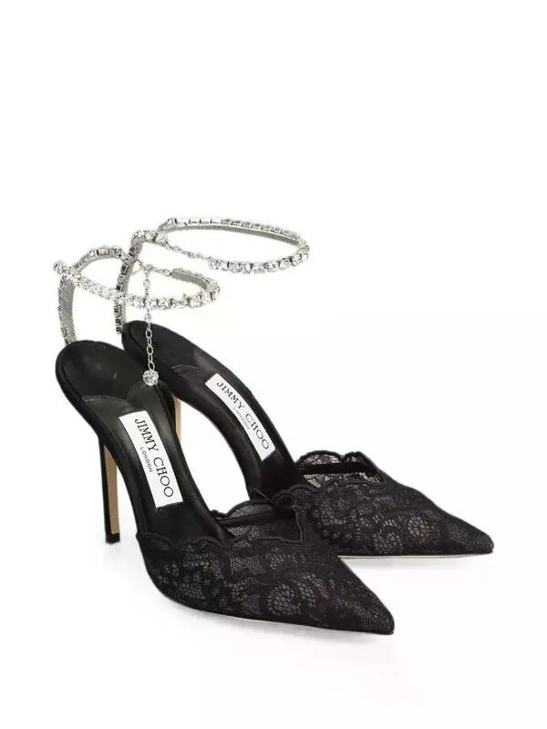 JIMMY CHOO Saeda Crystal-embellished Lace Pumps