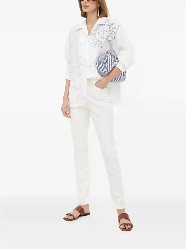 Beatrice B Open-knit Shirt With Sun Embroidery