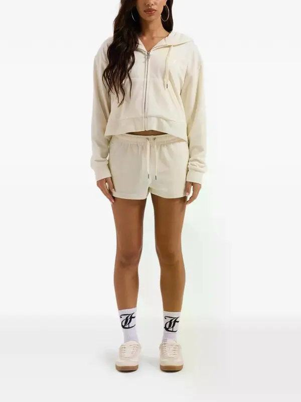 Juicy Couture Cropped Hoodie With Diamanté Monogram - Neutrals