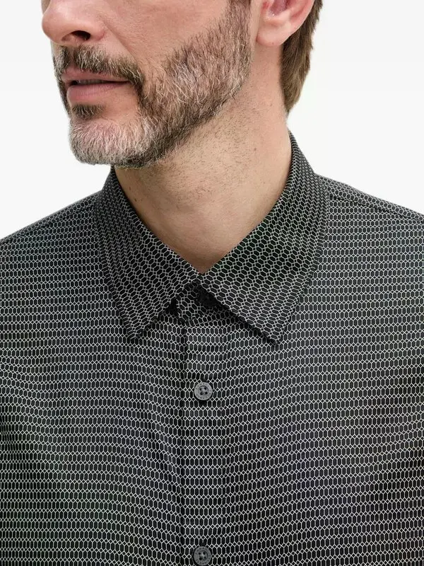 Armani Exchange Geometric-print Long-sleeve Shirt