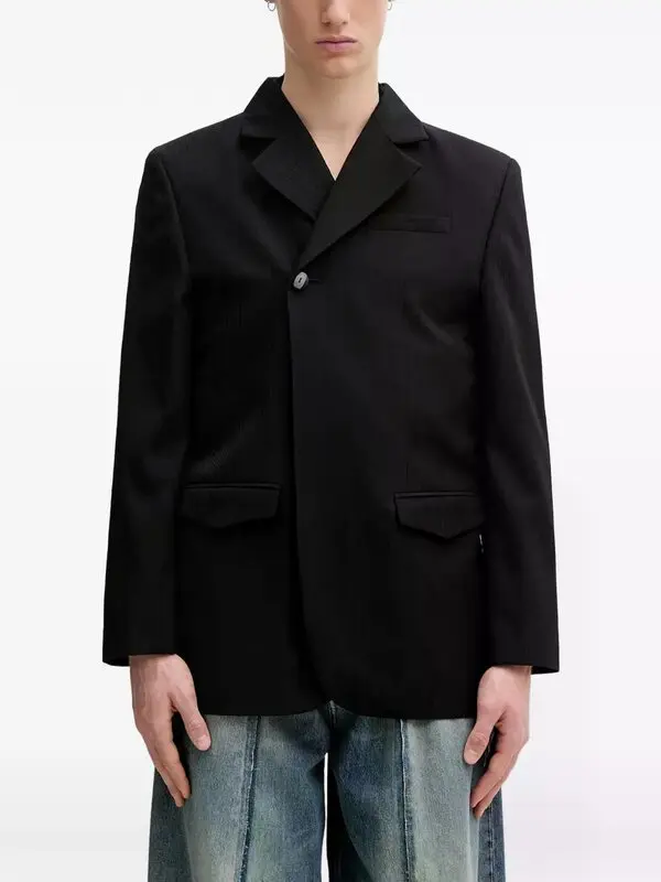 ADER ERROR Pinstripe Asymmetric Blazer - Black