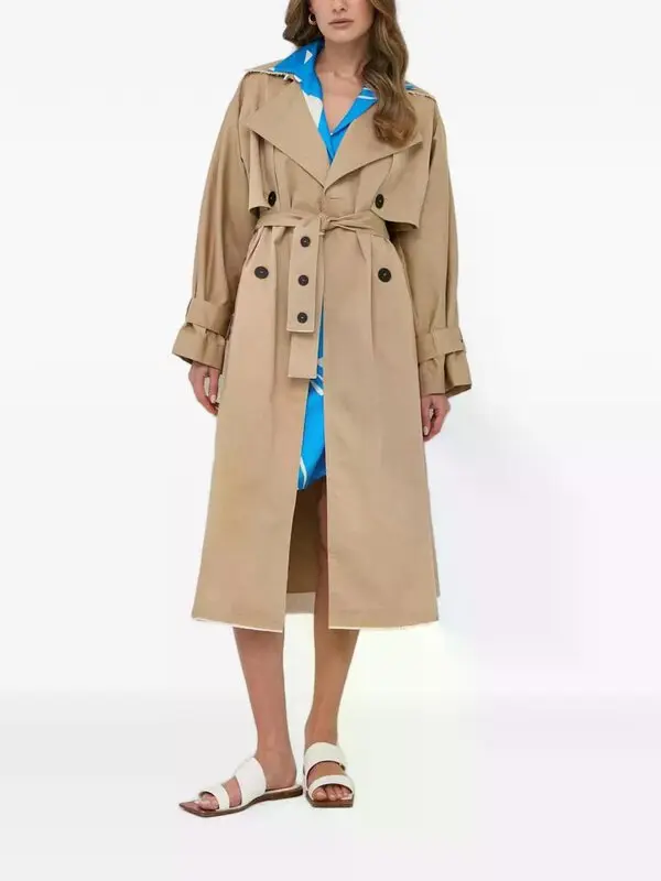 Beatrice B Double-breasted Frayed-edge Trench Coat