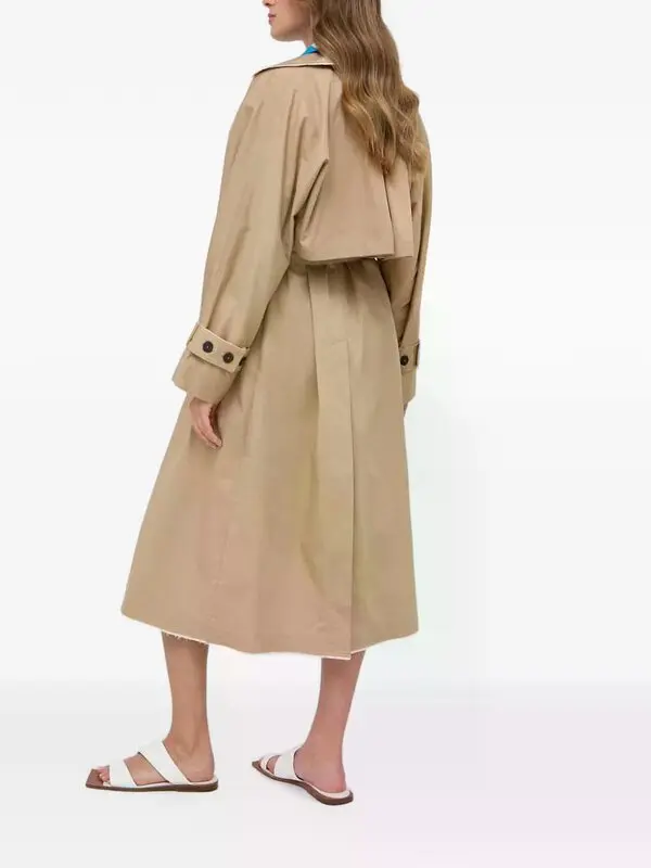 Beatrice B Double-breasted Frayed-edge Trench Coat