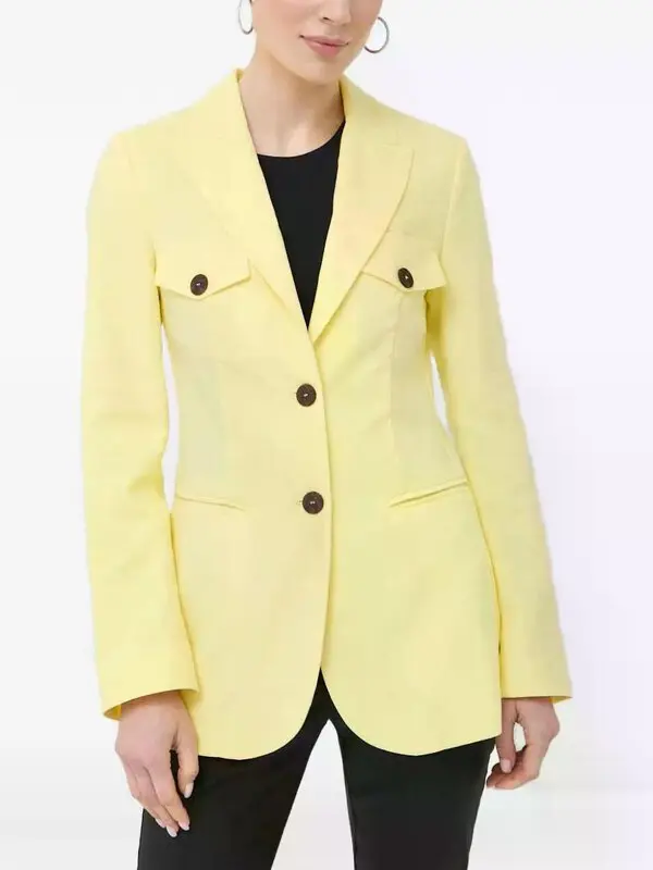 Beatrice B Notch Lapel Button-up Blazer - Yellow