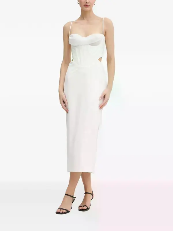 Bardot Cut-out Corset Midi Dress - White