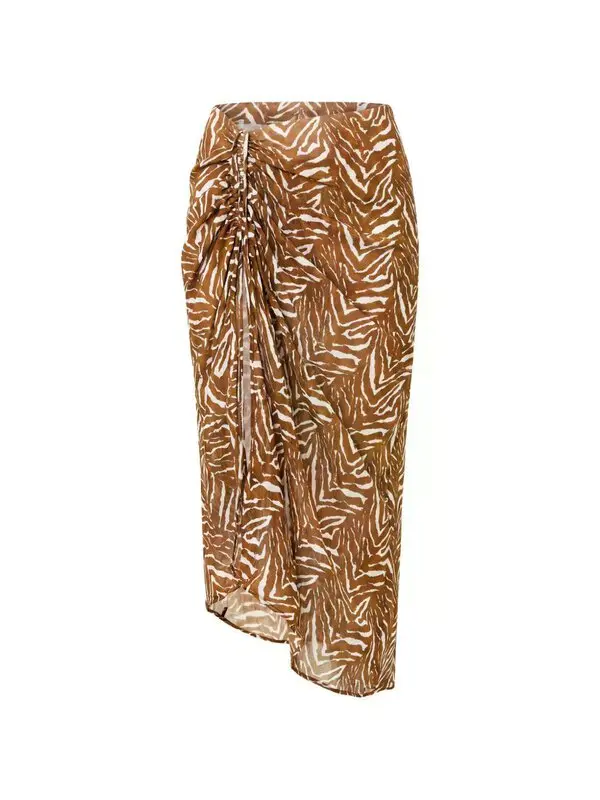 NICHOLAS Lia Ruched Slit Midi Skirt