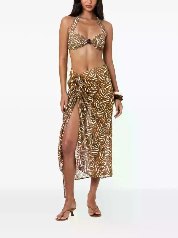 NICHOLAS Lia Ruched Slit Midi Skirt