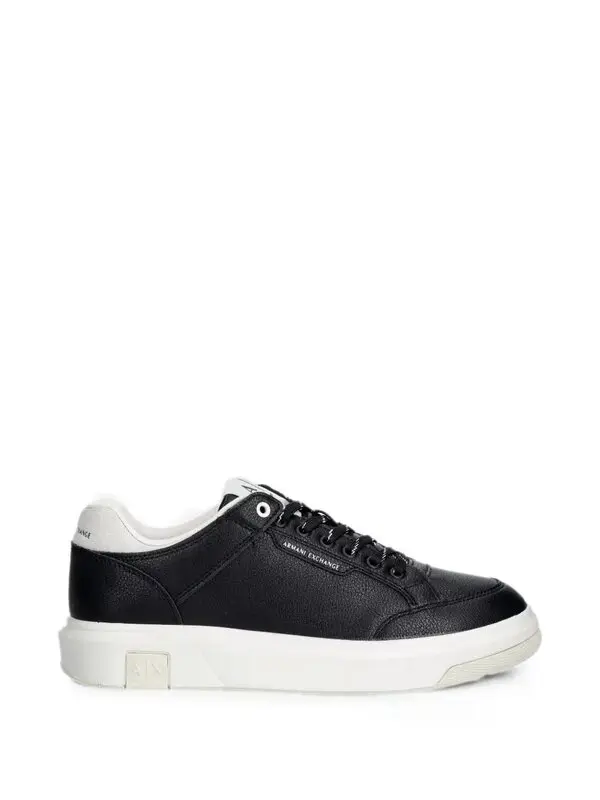 Armani Exchange Pebbled Leather Logo Sneakers - Black