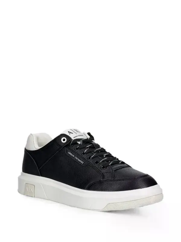 Armani Exchange Pebbled Leather Logo Sneakers