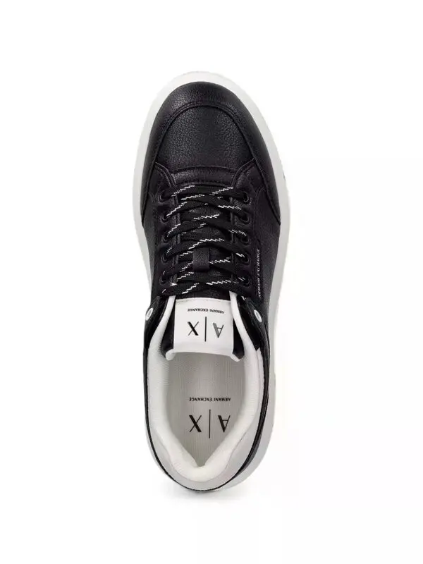 Armani Exchange Pebbled Leather Logo Sneakers