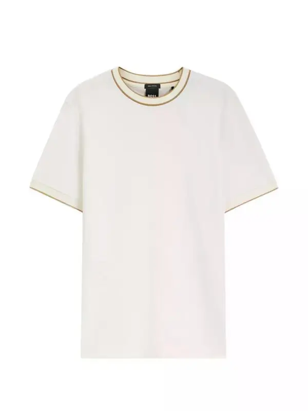 BOSS Regular-fit T-shirt In Structured Cotton With Tipping Details
