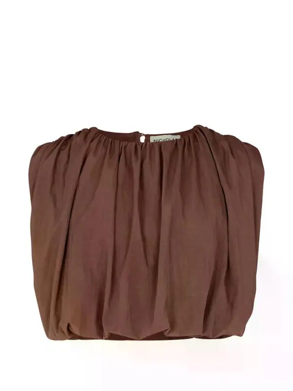 NICHOLAS Nadira Chocolate Gathered Top - Brown
