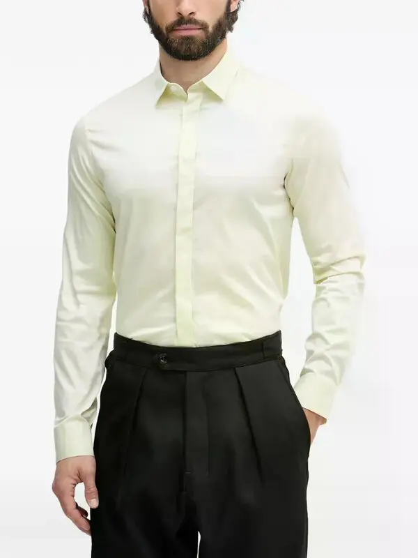 Armani Exchange Logo-embroidered Long-sleeve Shirt - Yellow
