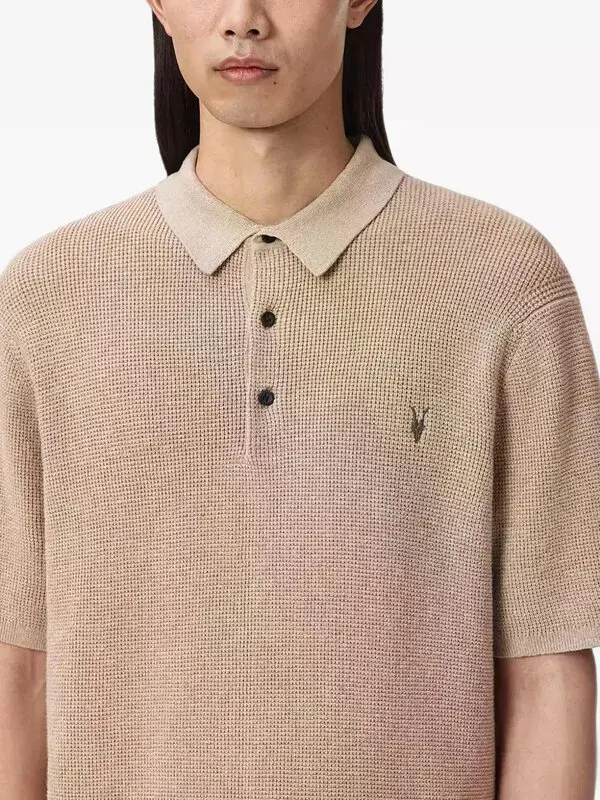 ALLSAINTS Waffle-knit Embroidered-logo Polo Shirt