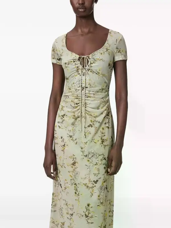 ALLSAINTS Gabby Floral-print Ruched Midi Dress - Green