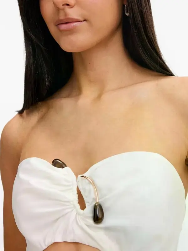 Bardot Embellished Tie-back Bandeau Top - White