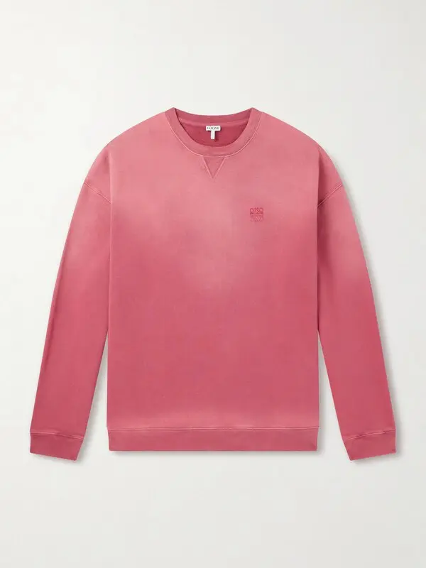 Loewe Anagram Embroidered Cotton Sweatshirt - Red