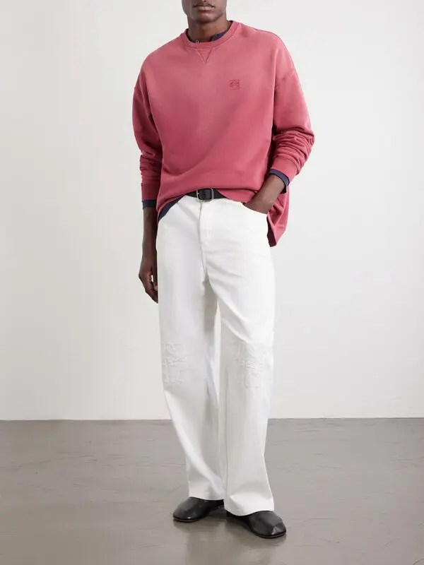Loewe Anagram-embroidered Cotton-jersey Sweatshirt - Red