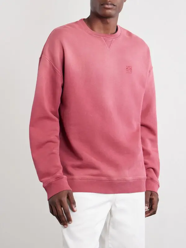Loewe Anagram-embroidered Cotton-jersey Sweatshirt - Red