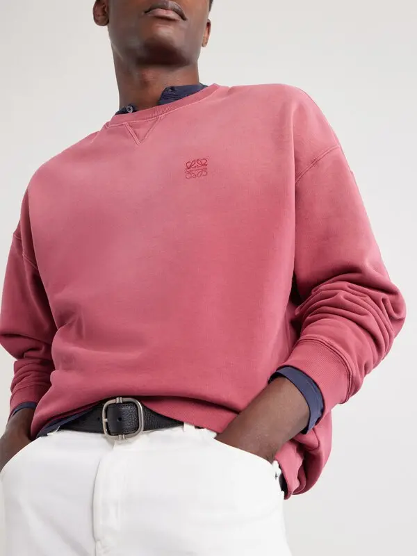Loewe Anagram-embroidered Cotton-jersey Sweatshirt - Red